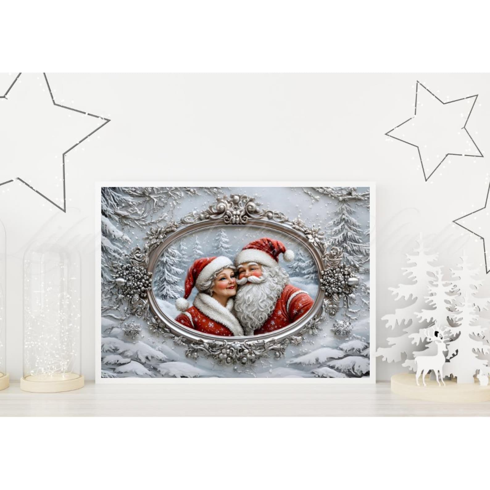 Vintage Santa & Mrs. Claus Print: Christmas Holiday Decor (digital ...