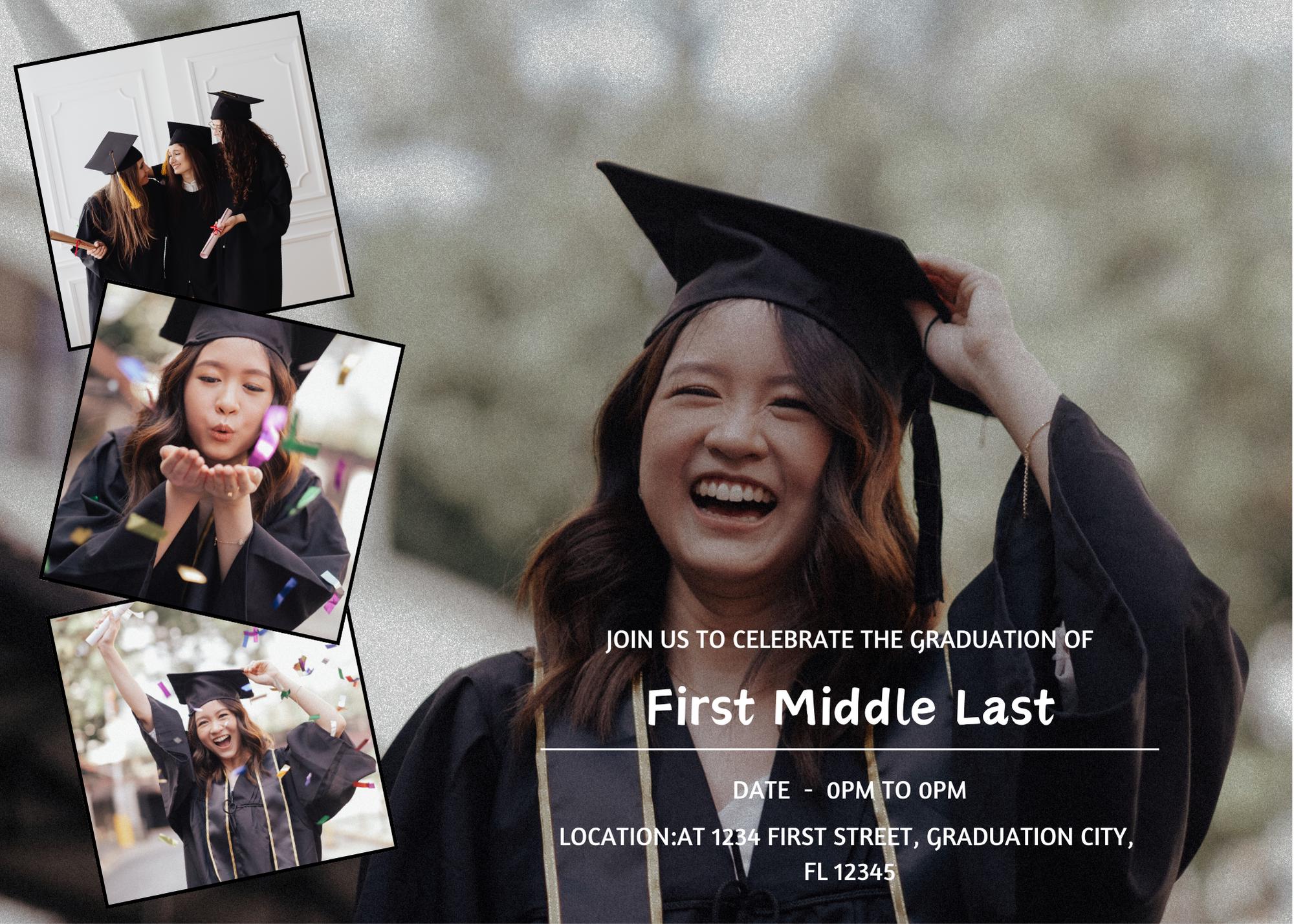 Full Background Graduation Invite Template, 7x5 In. - Etsy