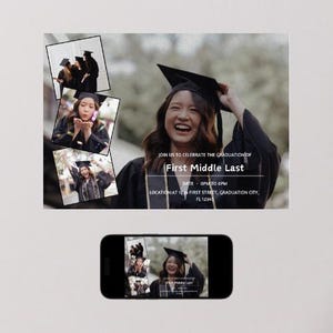 Full Background Graduation Invite Template, 7x5 In. - Etsy