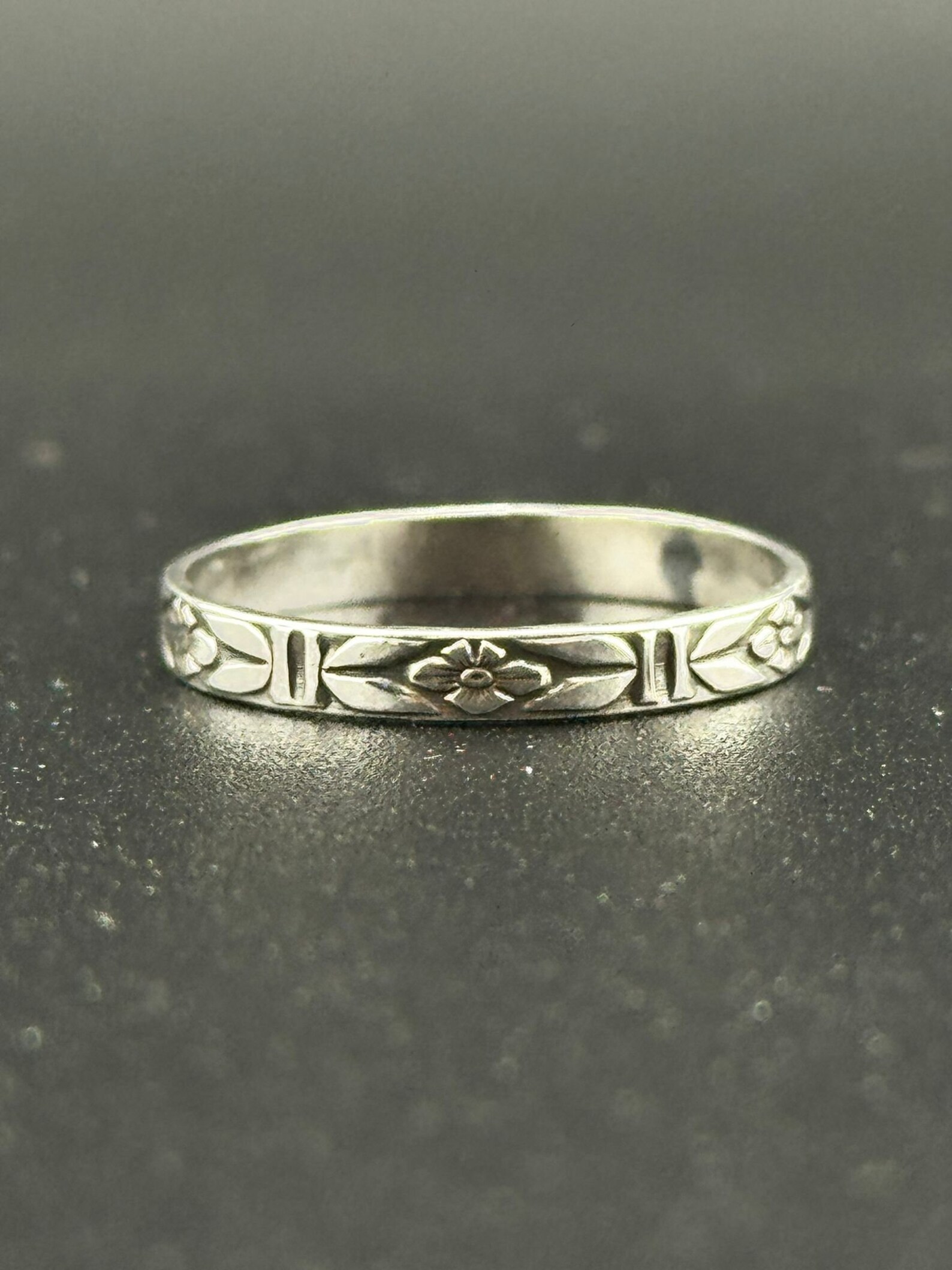 Engraved Victorian Sterling Silver Band - Elegant Antique-style Pretty ...