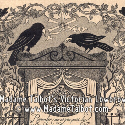 O Death Victorian Tombstone Raven Crows Mourning Funeral - Etsy