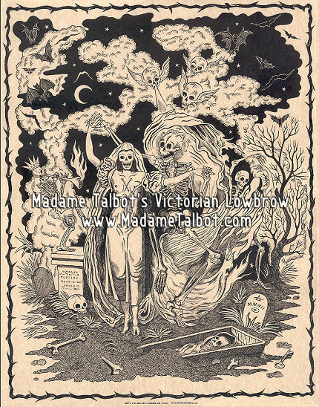 Danse Macabre Dancing in the Graveyard Victorian Lowbrow Skeleton ...