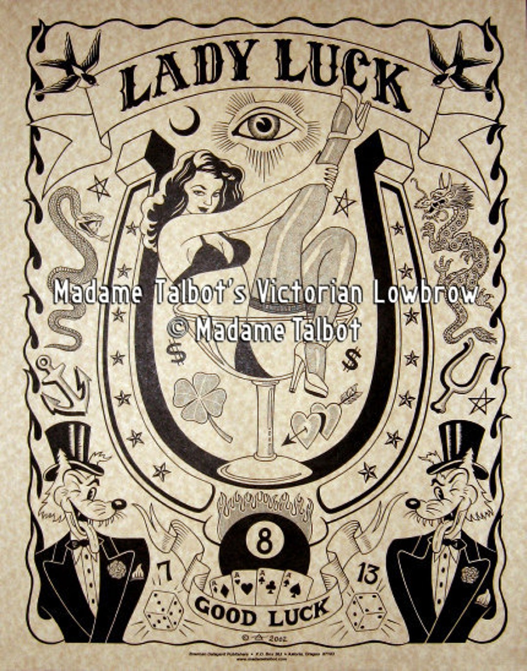 Lady Luck Burlesque Pin up Gambling Hot Rod Lowbrow Parchment Poster - Etsy