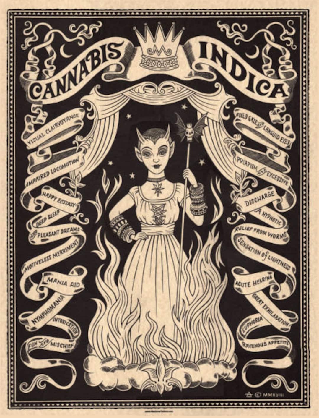 Cannabis Indica Poster by Madame Talbot - Etsy