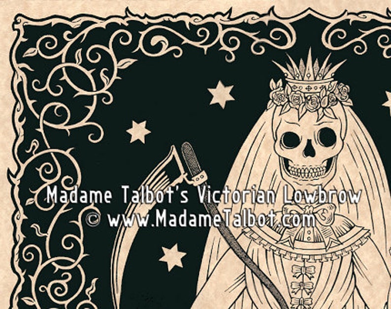 Santa Muerte Saint Death Skeleton Victorian Lowbrow Poster - Etsy