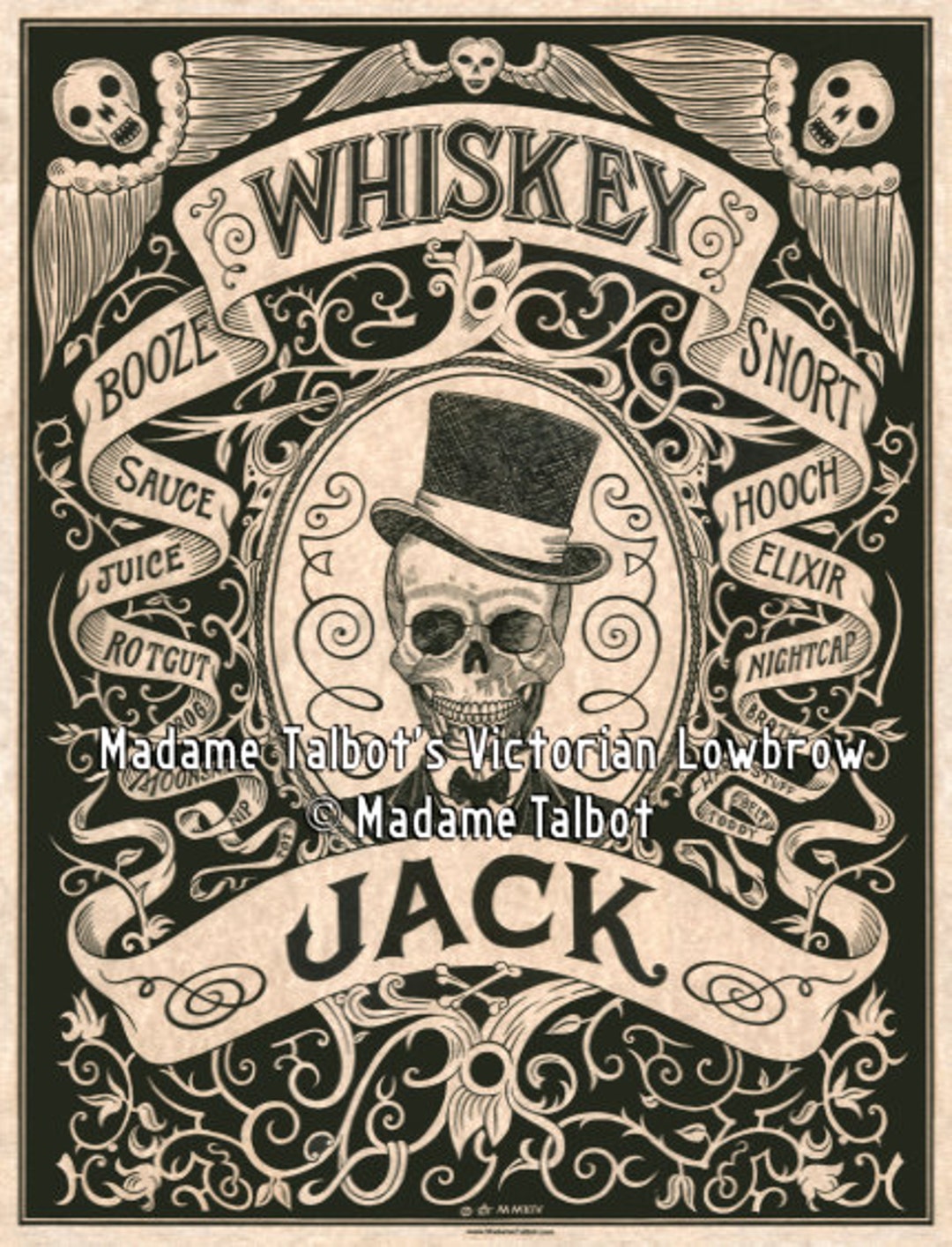 Whiskey Jack Booze Skull Bar Pub Victorian Lowbrow Poster - Etsy