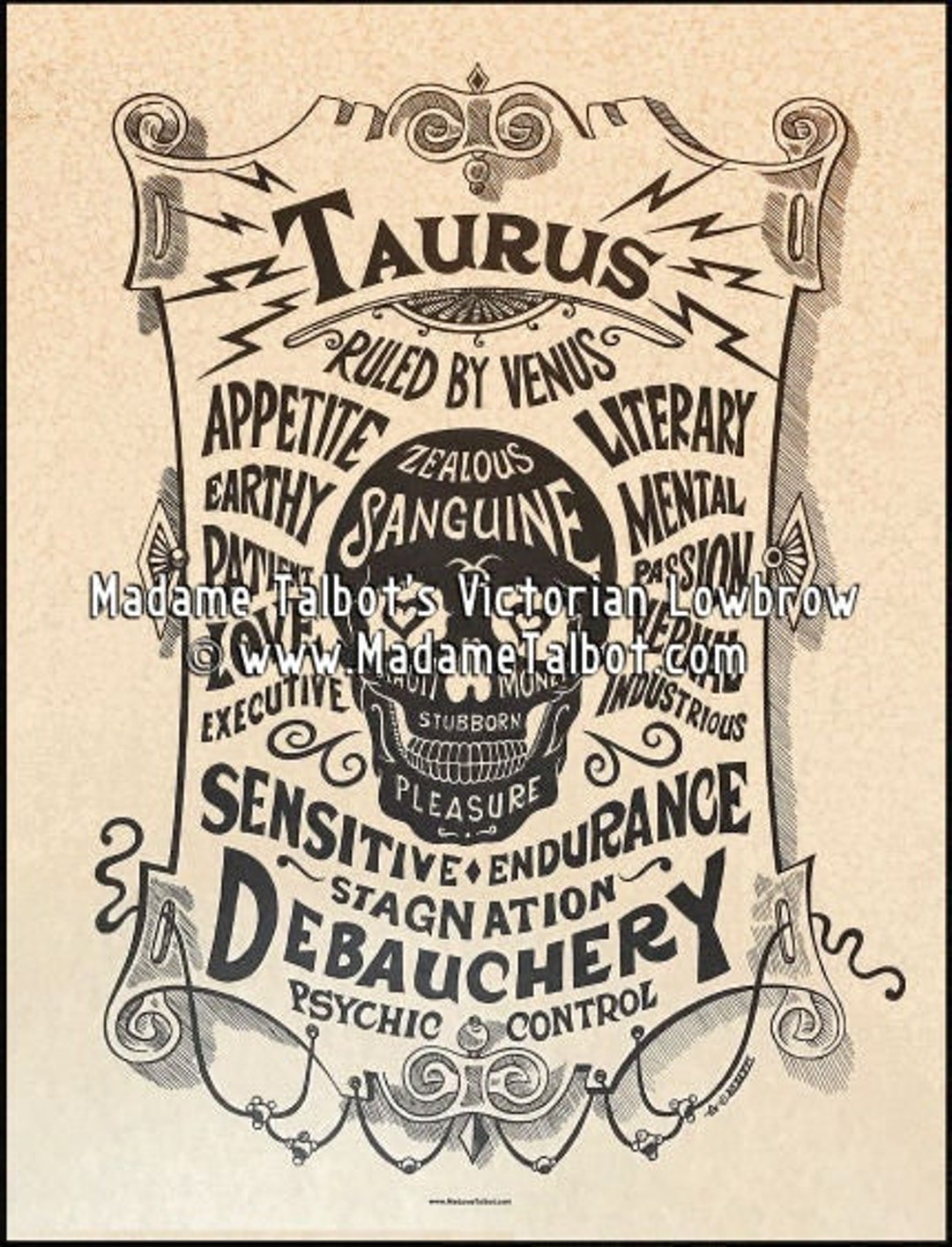 Taurus Zodiac Poster Horoscope Astrology Astrological Star Sign Print ...