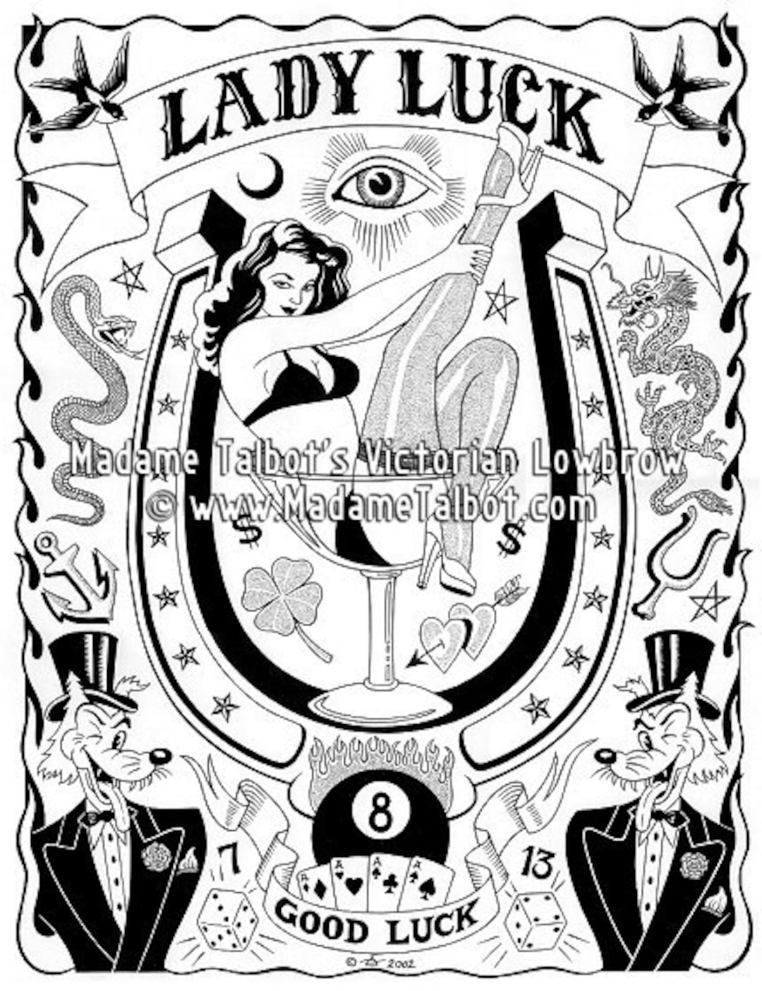 Lady Luck Poker Tattoo Lowbrow Lucky Fortune Poster Madame Talbot's ...