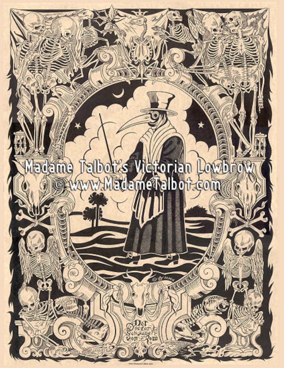 Black Death Plague Doctor Medieval Skeleton Poster Madame Talbot's ...