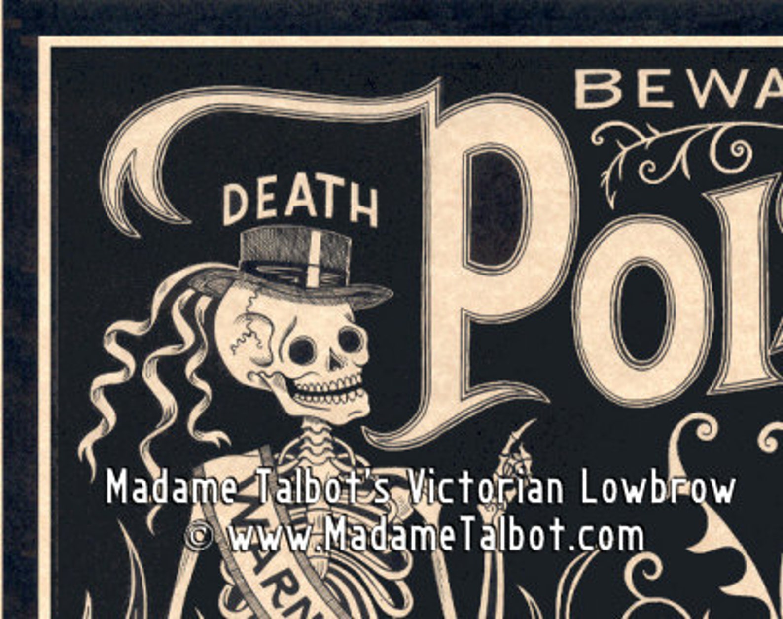 Black Poison Parchment Label Poster Skeleton Madame - Etsy