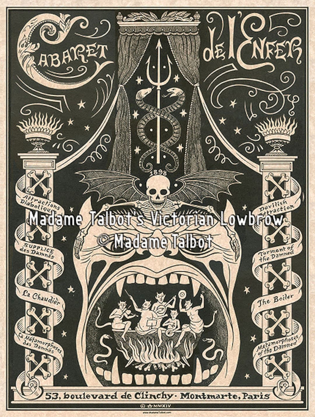 Paris Cabaret De L'enfer Glow in the Dark Devil Gothic Lowbrow Poster ...