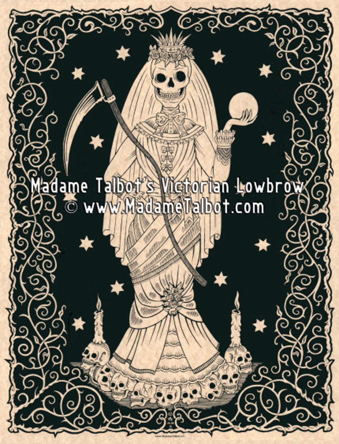 Santa Muerte Saint Death Skeleton Victorian Lowbrow Poster - Etsy Canada