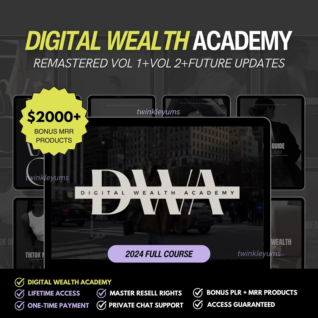 Digital Wealth Academy DWA Digital Marketing Course with Master Resell Rights MRR Private Label ...