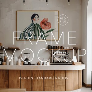 Coffee Shop Café Wall Frame Mockup, ISO / DIN A Ratio, PSD Photoshop ...