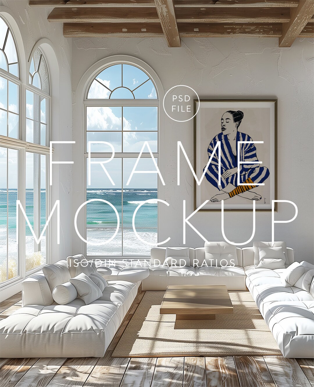 Beach House Frame Mockup, ISO / DIN A Ratio, PSD Photoshop File, Wood ...