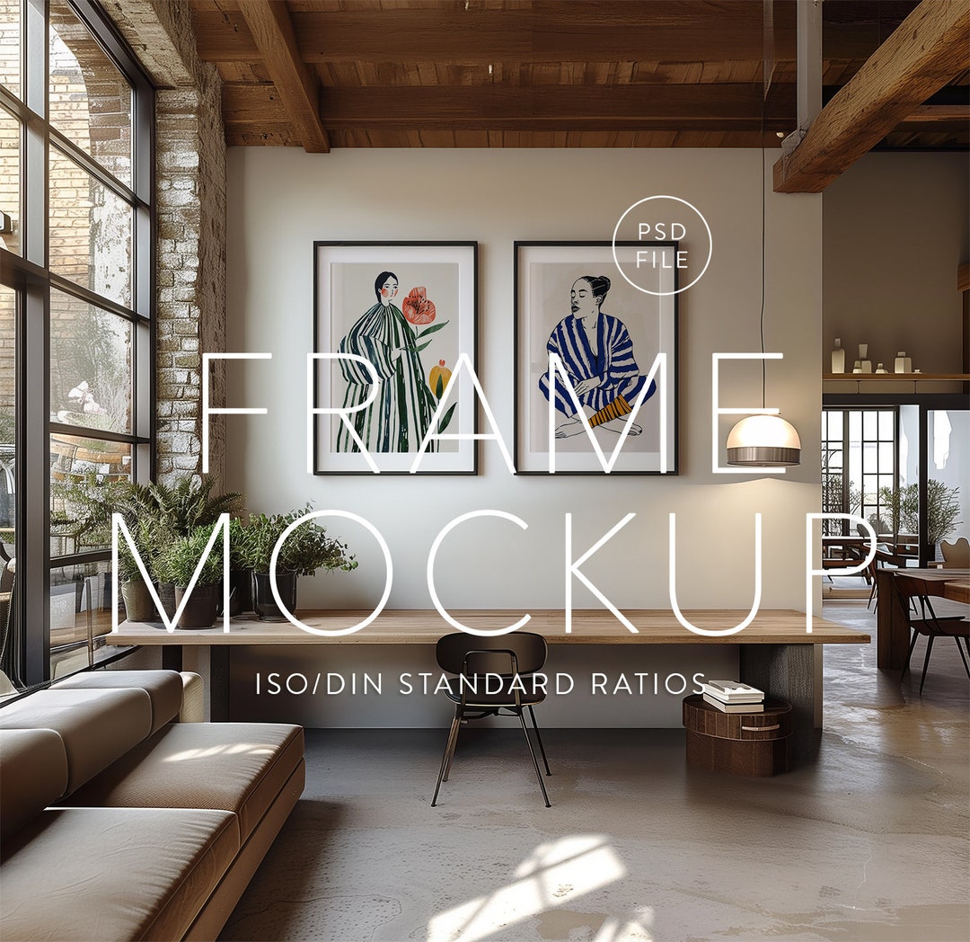 Two Picture Frames Mockup, Office, Desk, Workspace, Study, ISO / DIN A ...