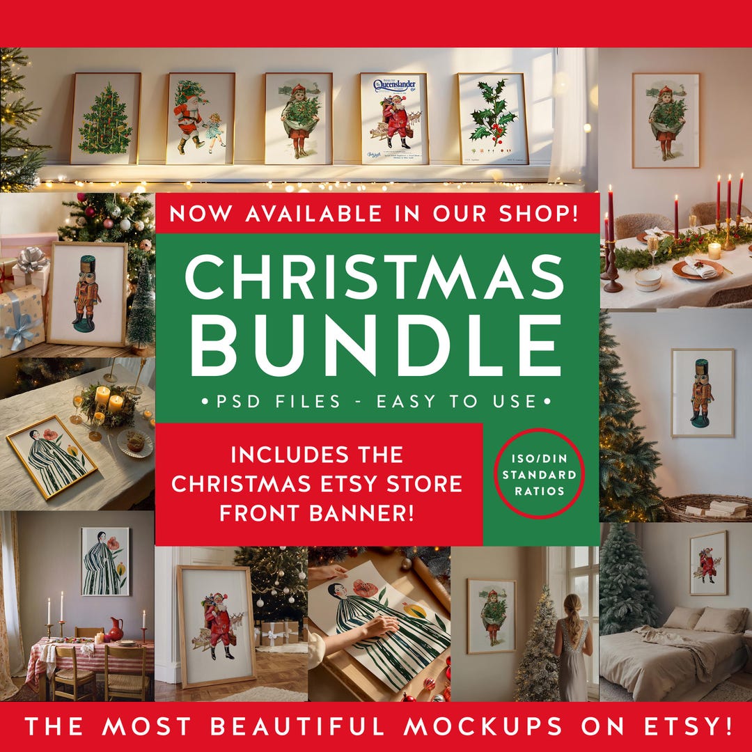 12 Christmas Frame Mockups, Mega Bundle, ISO / DIN A Ratio, PSD ...