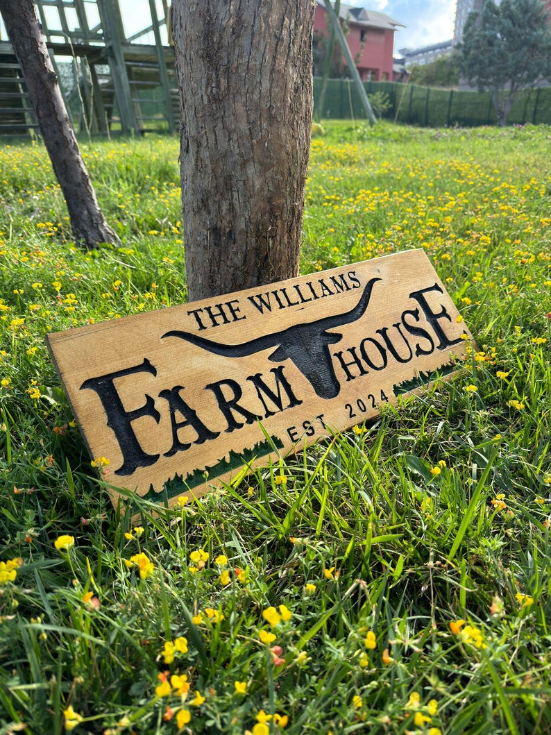 Custom Farmhouse Sign, Personalized Wood Sign, Ranch Wall Art ...