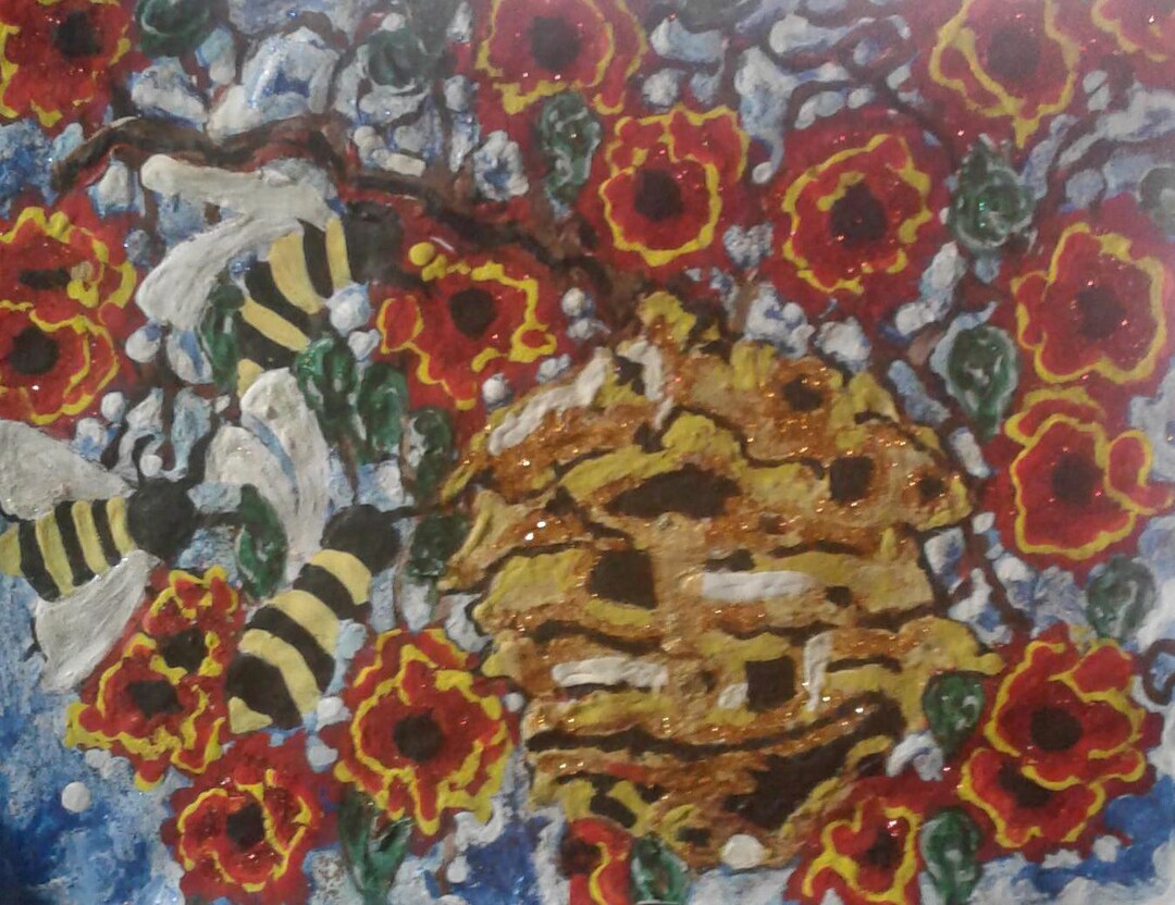Busy Bee Painting Original Hand Painted Small Painted on Sketch Paper ...