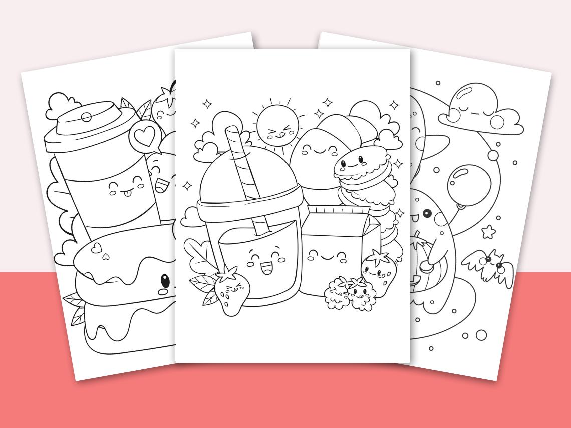 Kawaii Coloring Pages, Cute Coloring Pages, for Kids and Adults, 60 ...