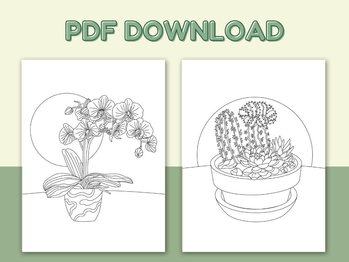 Relaxing Coloring Pages, Plant Lovers Coloring Pages, Plants Coloring ...