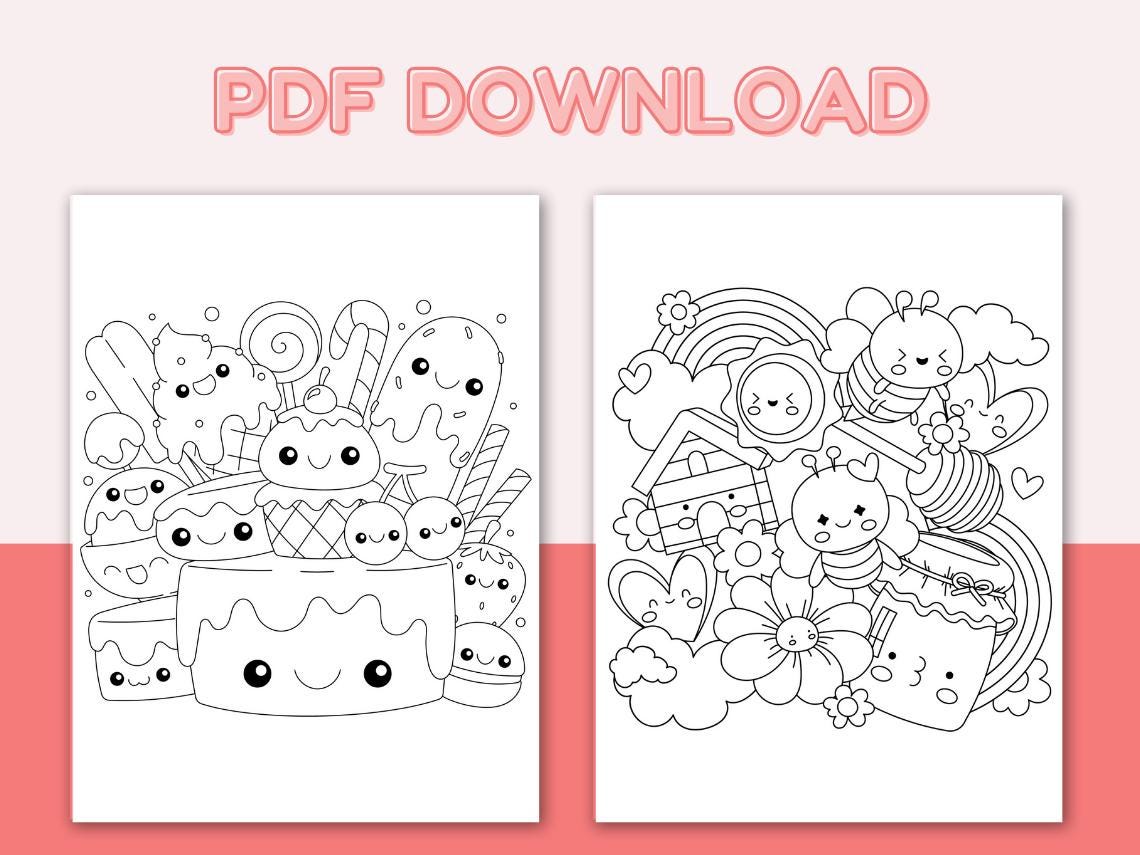 Kawaii Coloring Pages, Cute Coloring Pages, for Kids and Adults, 60 ...