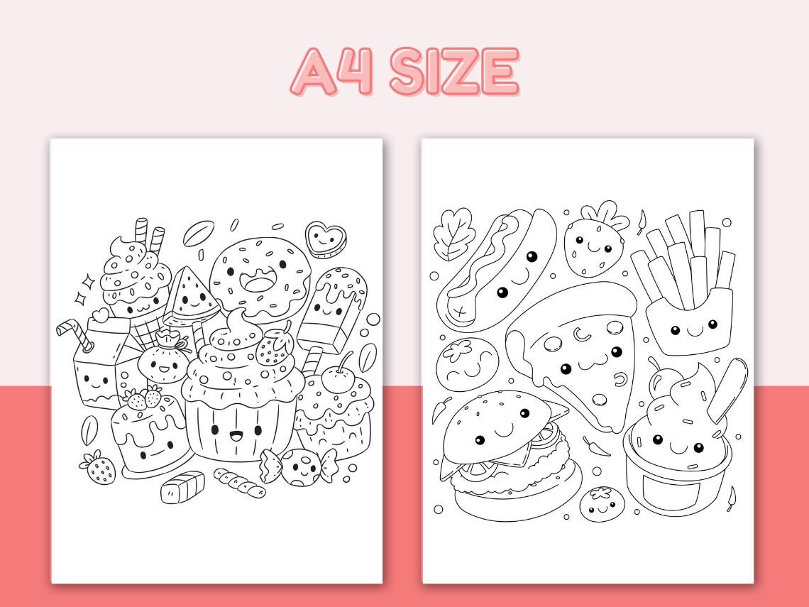 Kawaii Coloring Pages, Cute Coloring Pages, for Kids and Adults, 60 ...