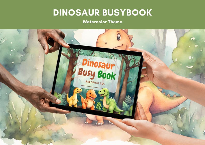 Editable Template/ Printable Dinosaur Busy Book watercolor Theme for ...