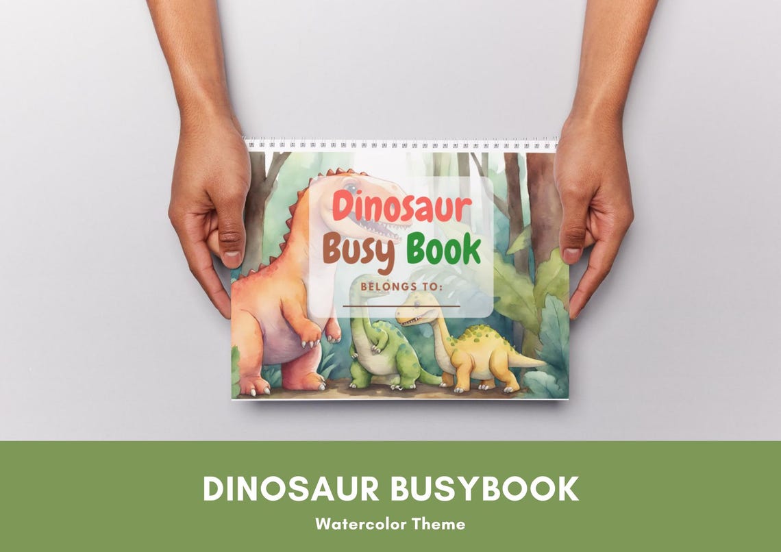 Editable Template/ Printable Dinosaur Busy Book watercolor Theme for ...