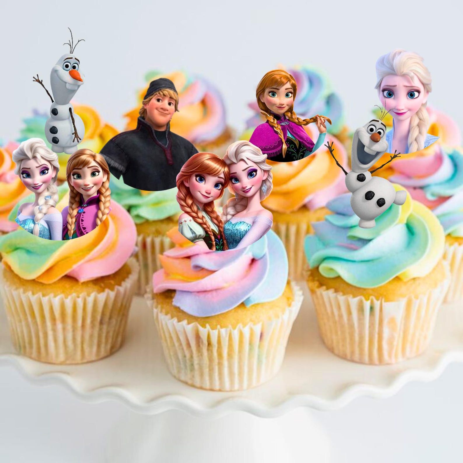 Frozen Cupcake Toppers, Edible Elsa & Anna Toppers, Pre-cut Wafer/sugar ...