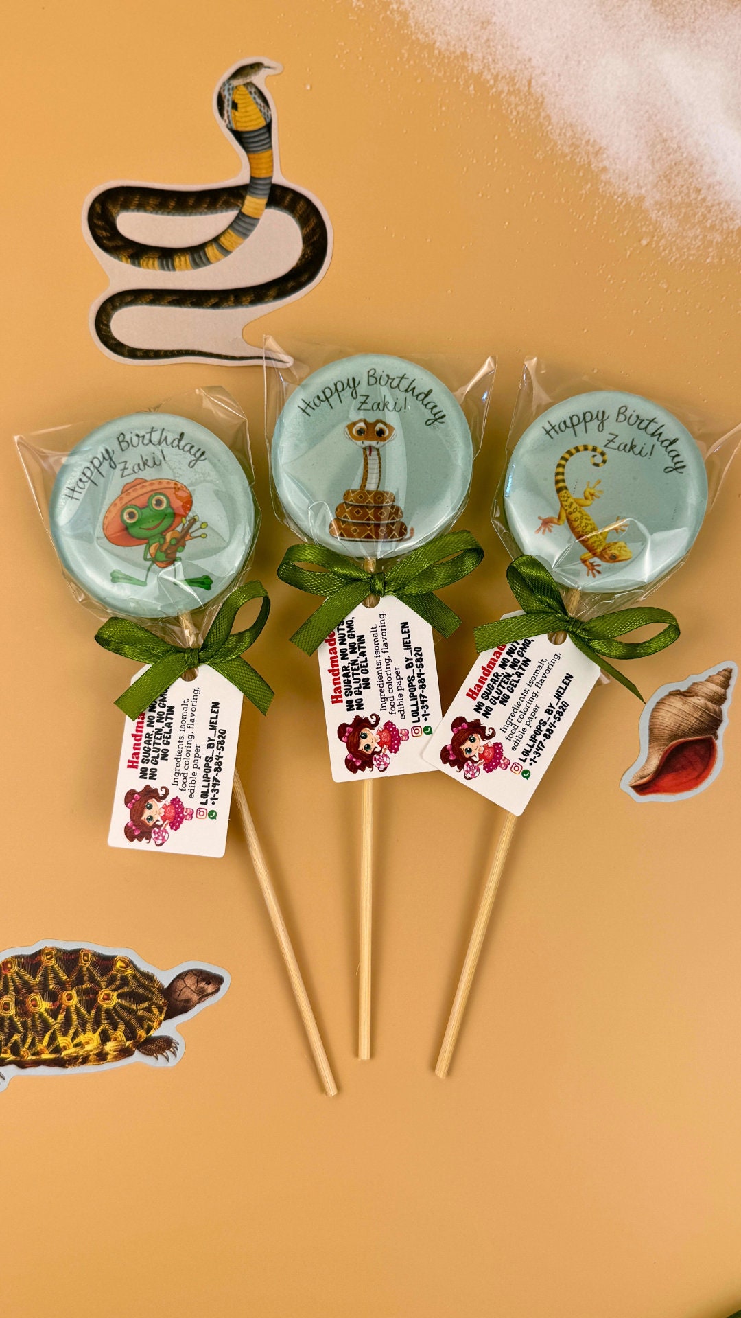 Snake, Frogs, Turtles, Lizard, Custom Lollipops, Personalized Candy ...