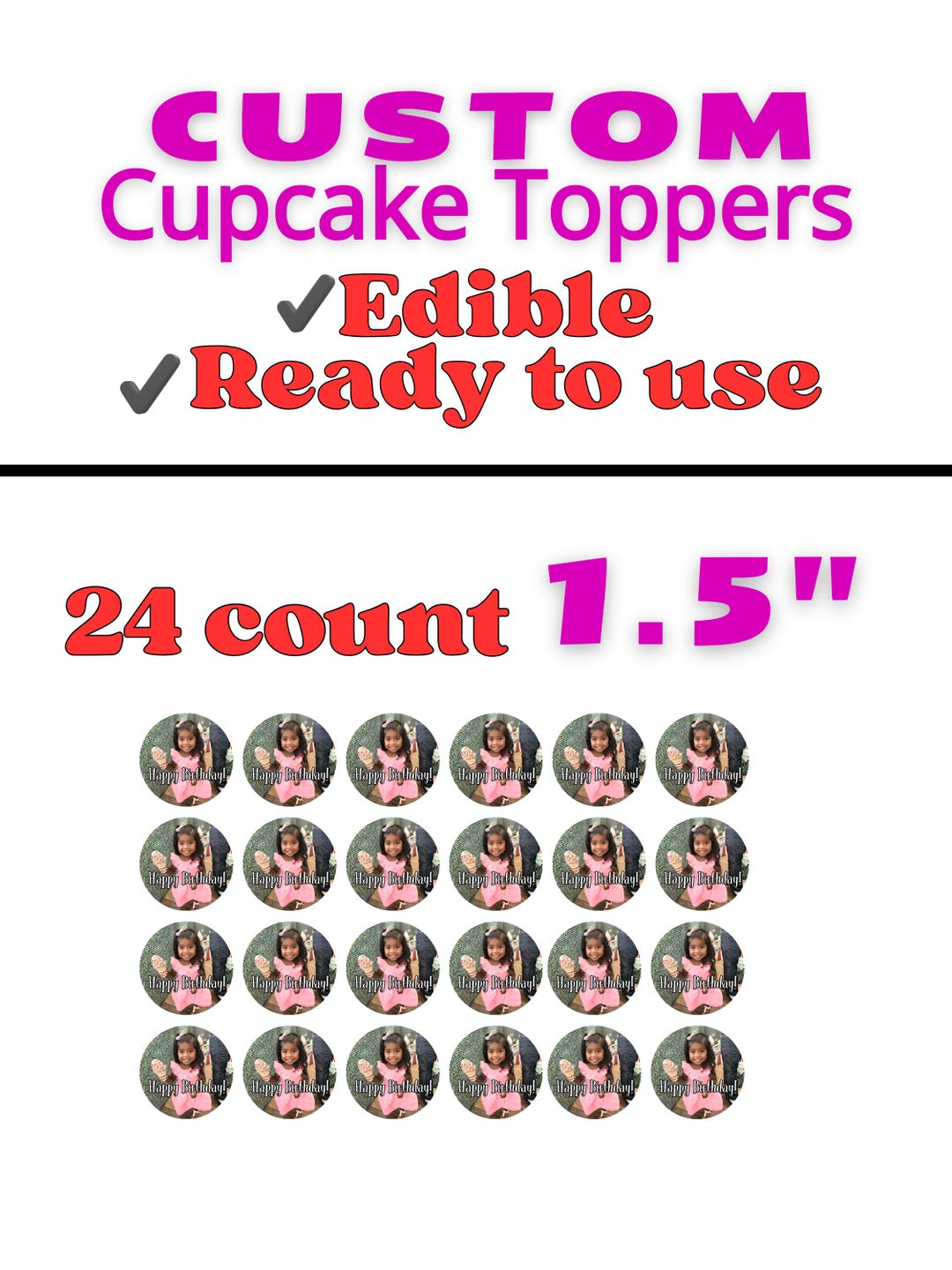 Custom Edible Cake/cupcake Toppers – Personalized Wafer or Sugar Paper ...