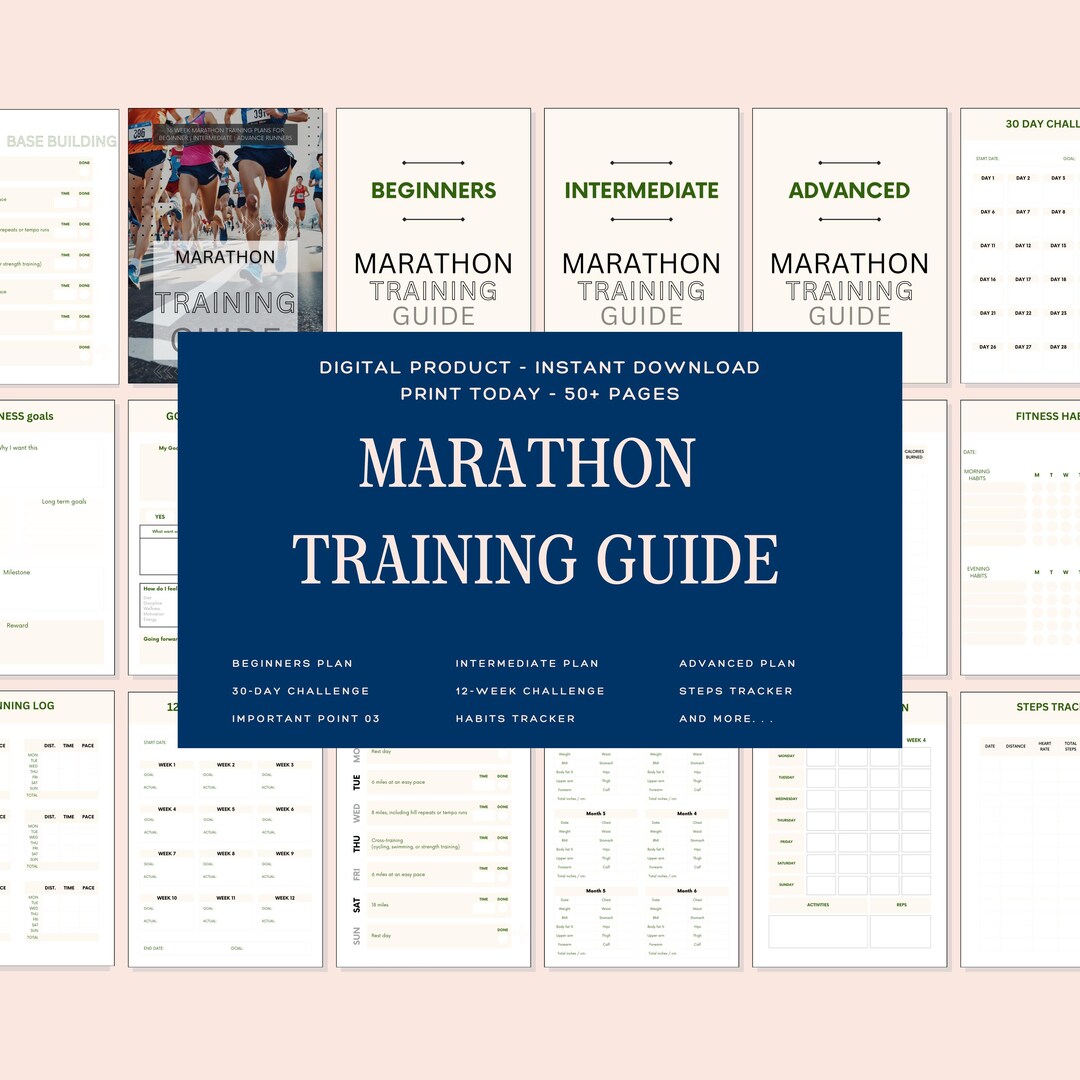 Marathon Running Planner - Running Guide - Printable Planner - Running ...