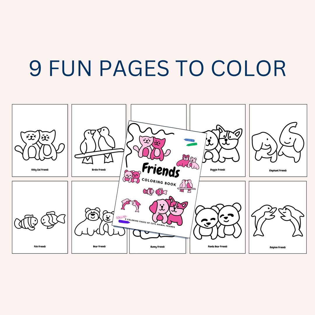 Cute Animal Friends Coloring Pages Printable – Fun Kids Activity ...