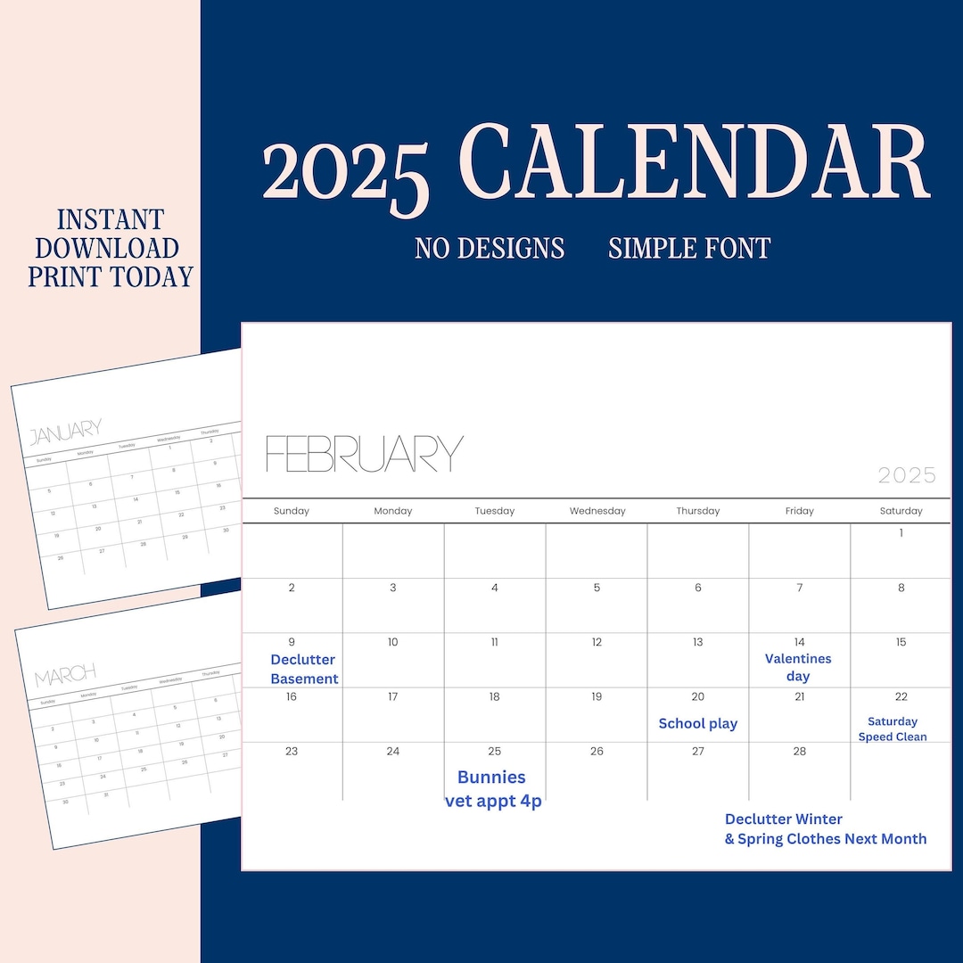 2025 Monthly Calendar Printable - Landscape Print PDF - Edit in Canva ...
