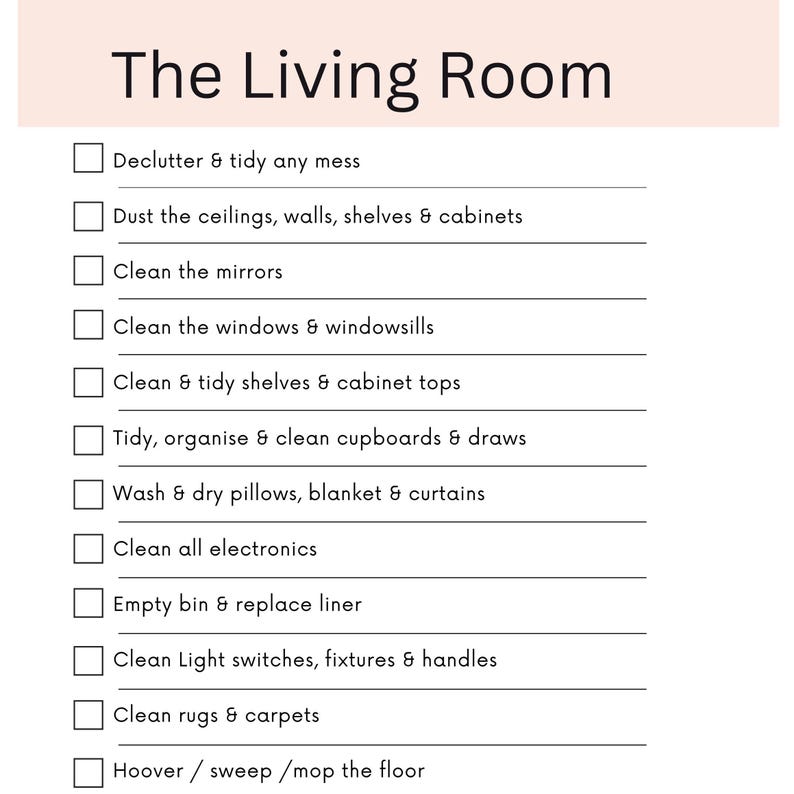 Stay Organized With Our Room-by-room Cleaning Checklists - Instant PDF ...
