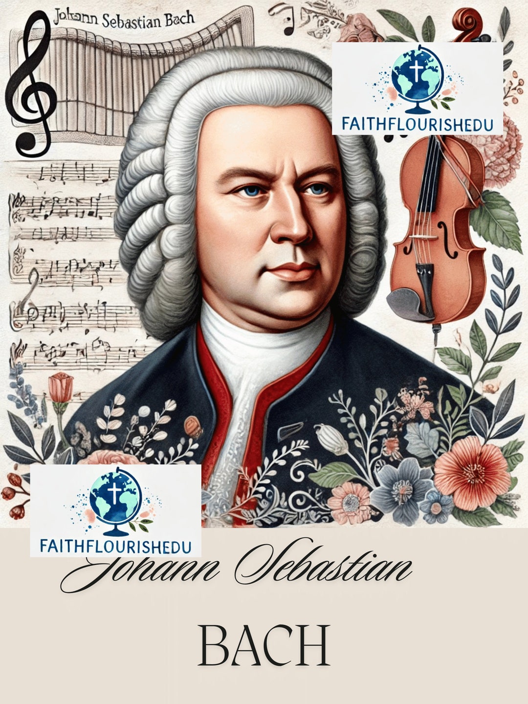 Famous Composers - Bach - Art Prints for Homeschool and Classroom Decor ...