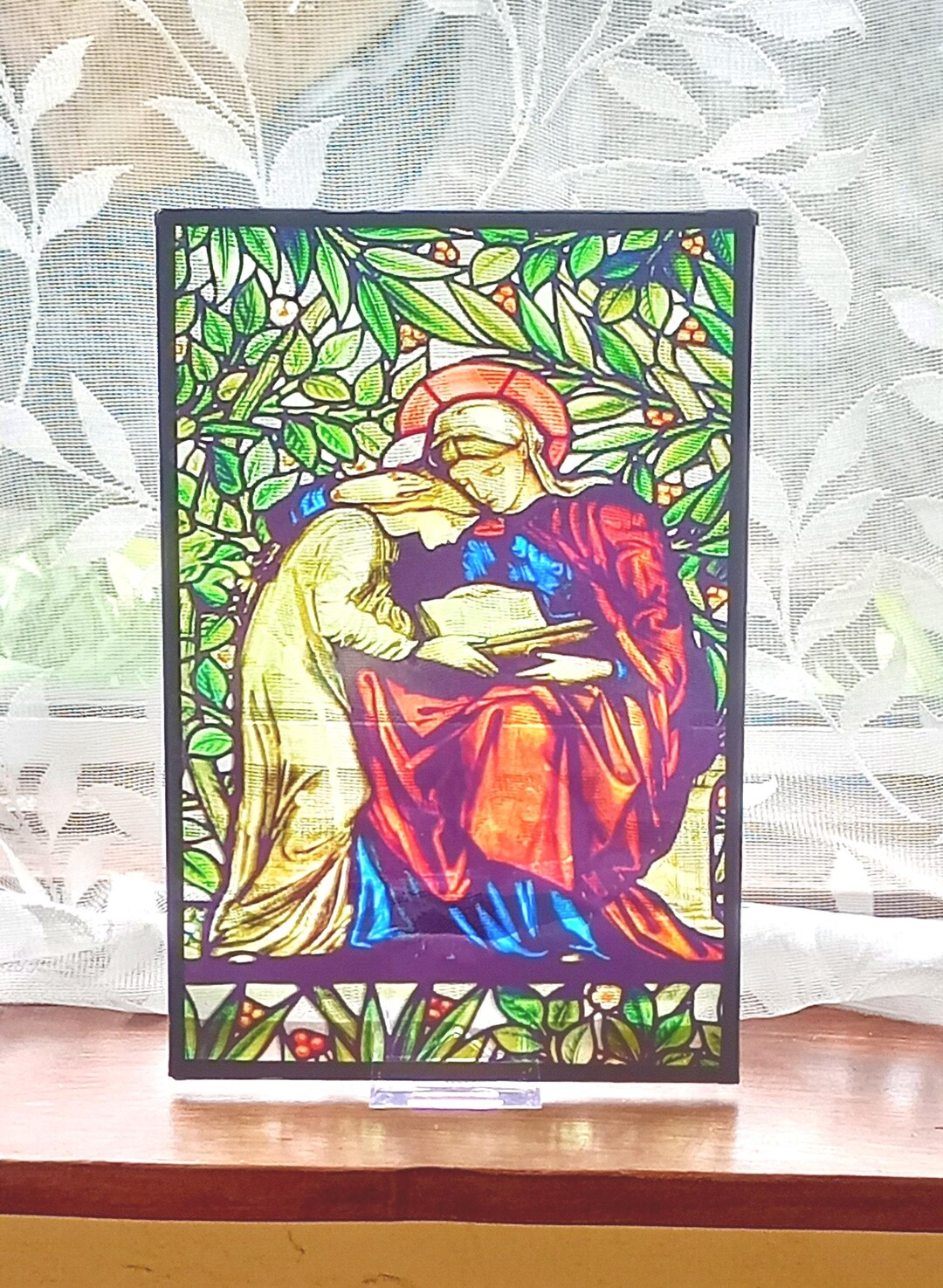 St Anne & the Virgin - Stained Glass Effect Panel - Etsy