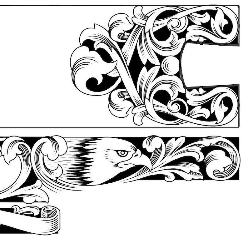 Colt1911 Engraving Design: Eagle Baroque Vector (SVG, AI, DXF) - Etsy
