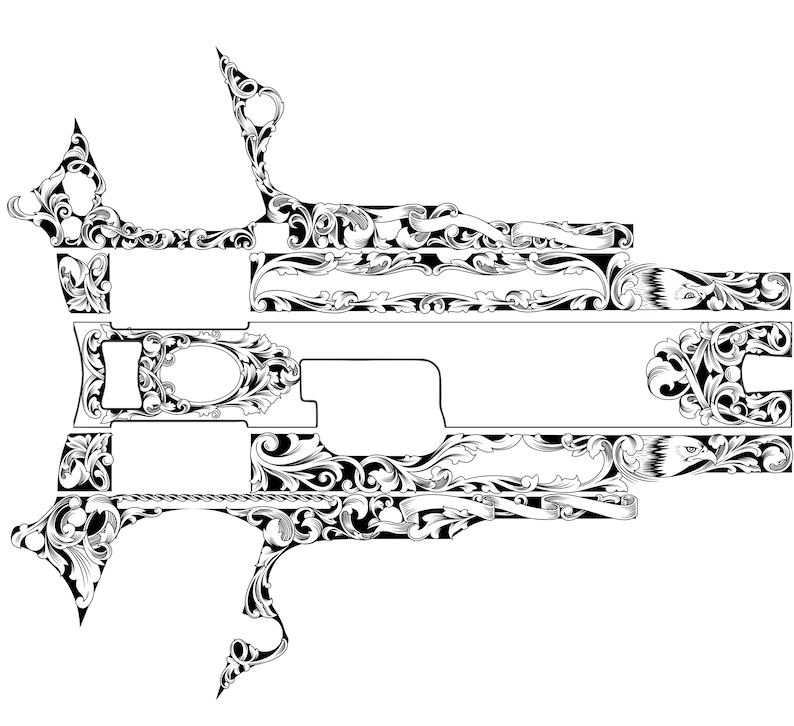 Colt1911 Engraving Design: Eagle Baroque Vector (SVG, AI, DXF) - Etsy