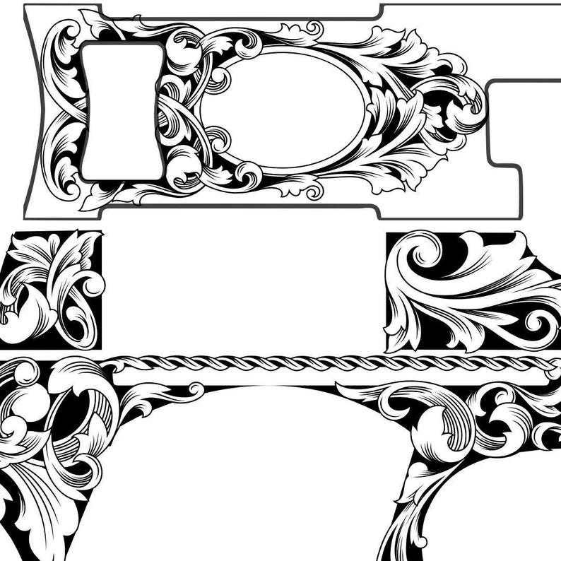 Colt1911 Engraving Design: Eagle Baroque Vector (SVG, AI, DXF) - Etsy