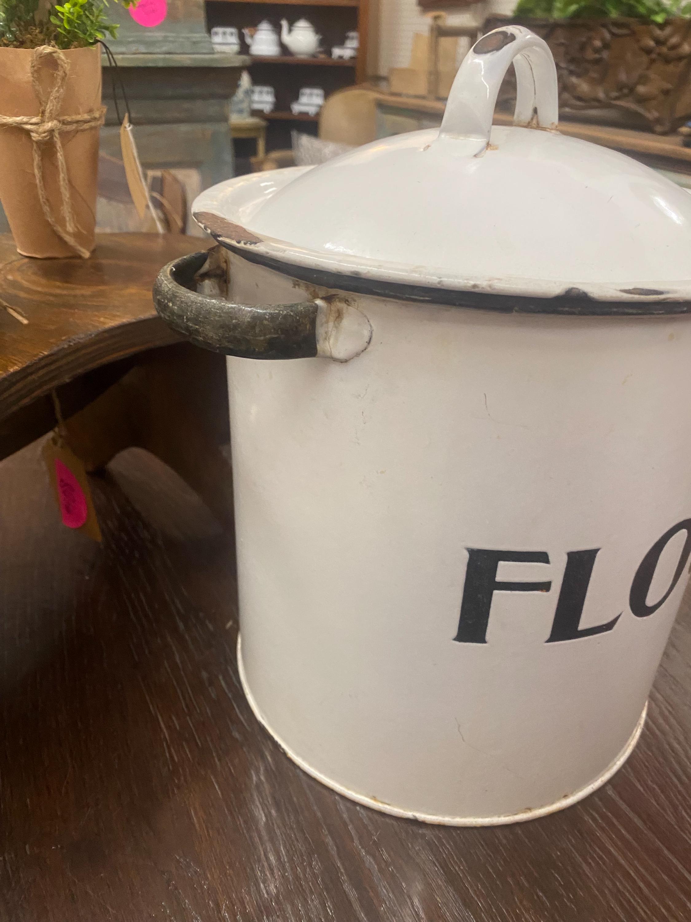English Flour Enamelware Canister English Country Kitchen Number 168 - Etsy