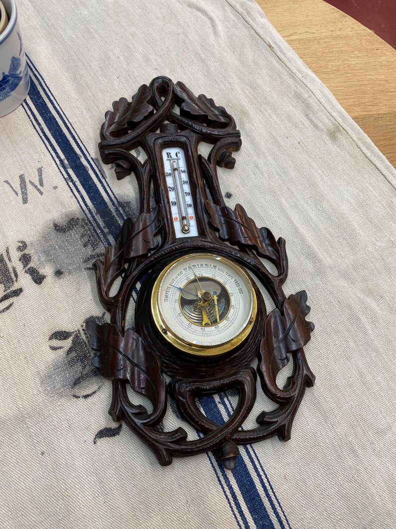French Carved Wood Leaf Design Barometer and Thermometer #275 - Etsy