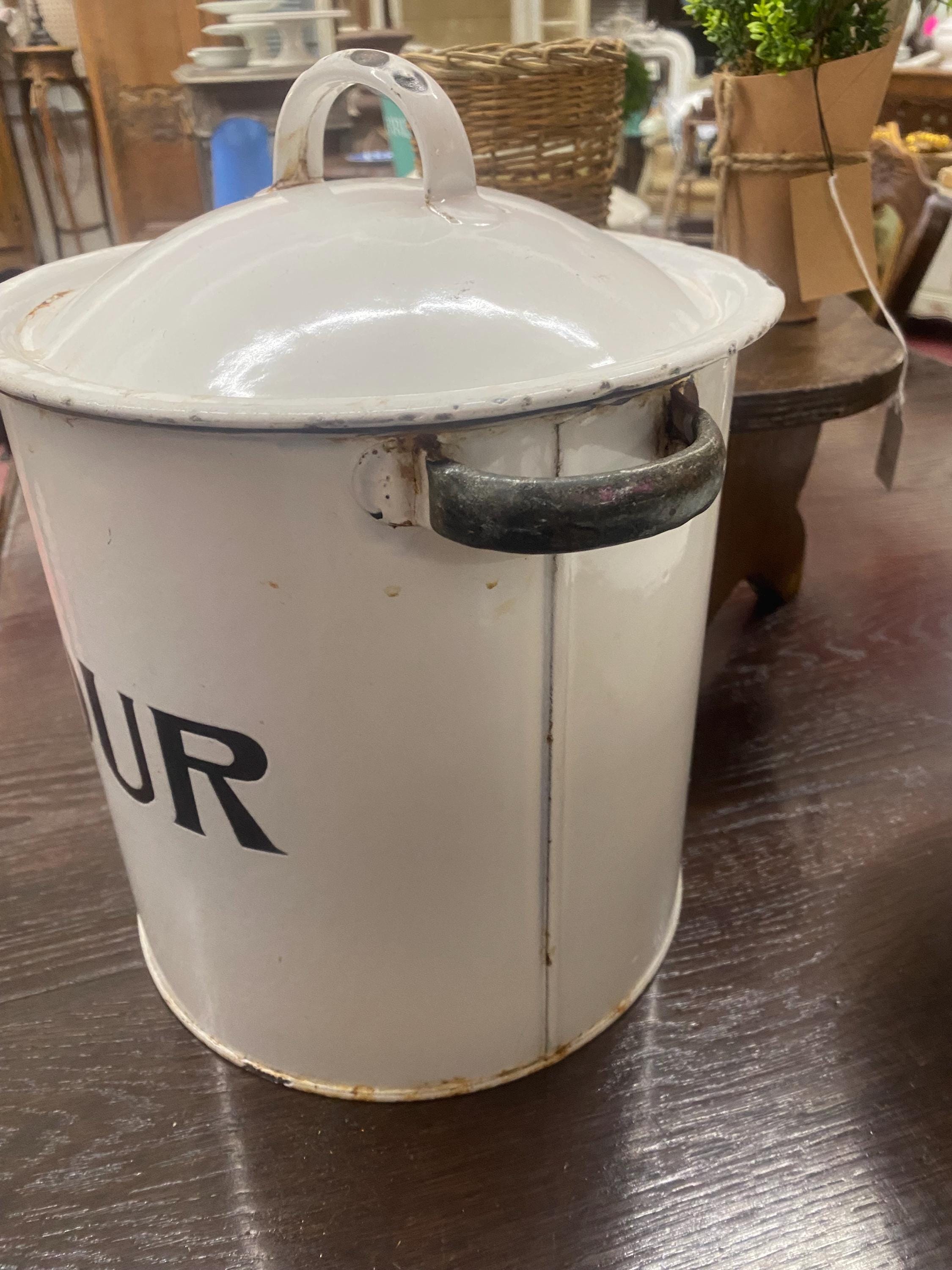 English Flour Enamelware Canister English Country Kitchen Number 168 - Etsy