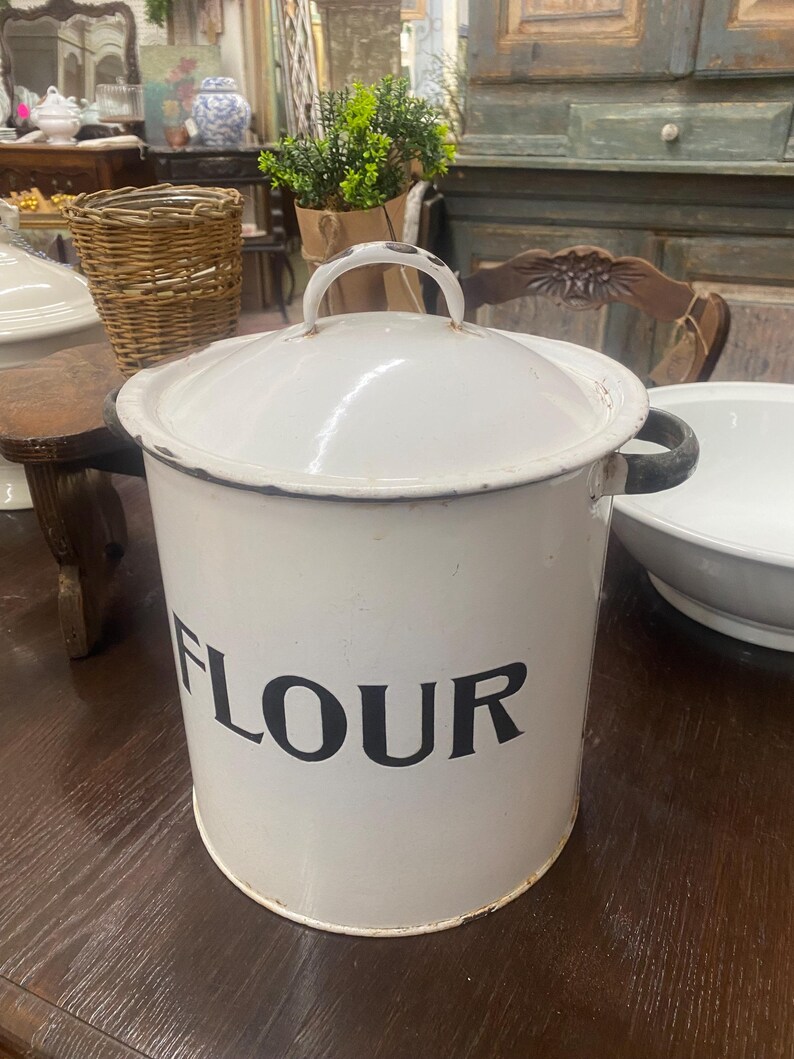 English Flour Enamelware Canister English Country Kitchen Number 168 - Etsy