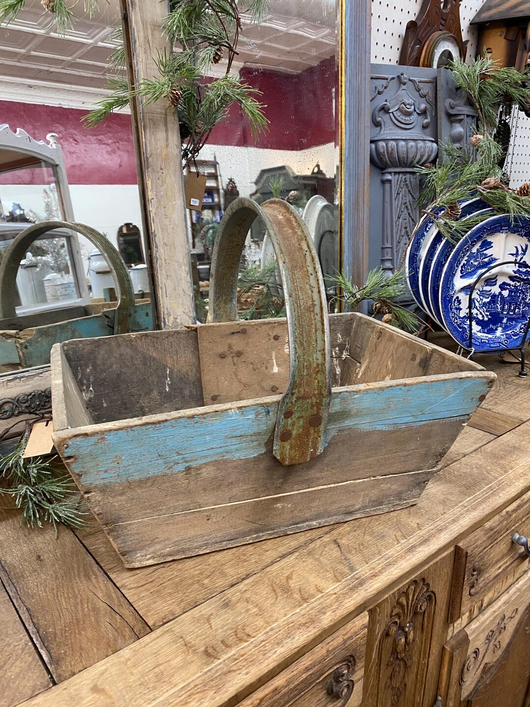 Primitive French Painted Wood and Metal Handle Garden Trug #239 - Etsy