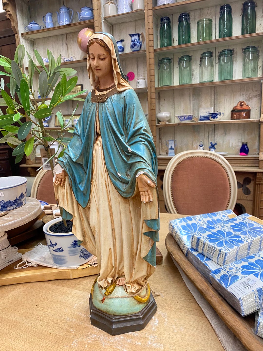 Large French Virgin Mary Mother of Jesus Chalkware Statue #302 - Etsy