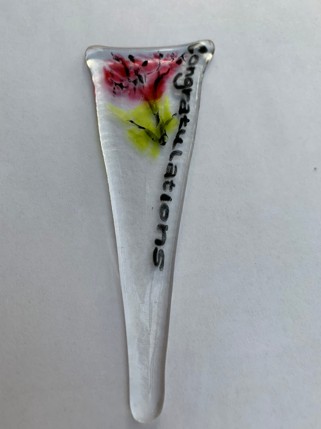 Congratulations Pink Flower Garden Stake Fused Glass - Etsy