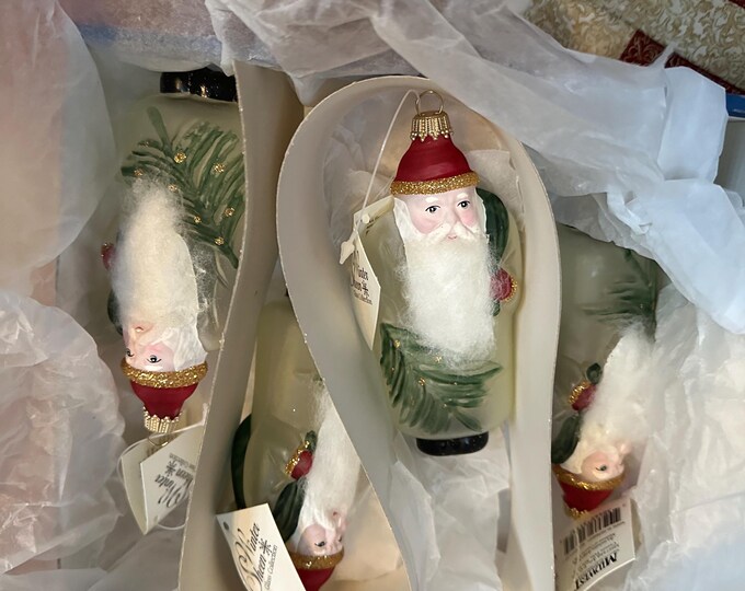 Winter Sheen Santa Glass Ornament Collection Made in Germany Box of 4 ...