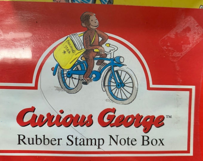 Curious George Rubber Stamp Note Box With 5 Rubber Mounted Rubber Stamp ...
